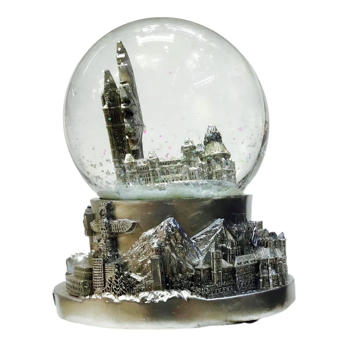 Snow Globe Canada Landmark Vintage Scenes Handmade Silver Tone. Canadi