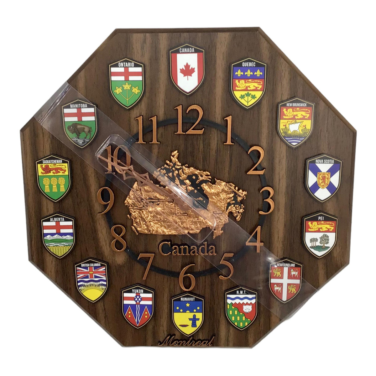 Canada Map Souvenir Wall Clock 12 x 12 inches Wooden Made in Canada