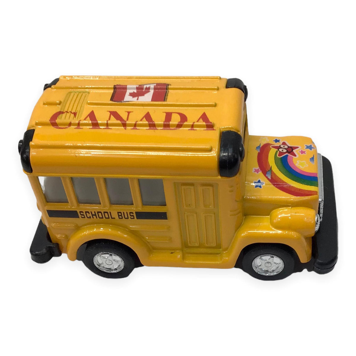 Canada Mini School Bus Rainbow 🌈 Hood Metal Die Cast Souvenir Toys Col