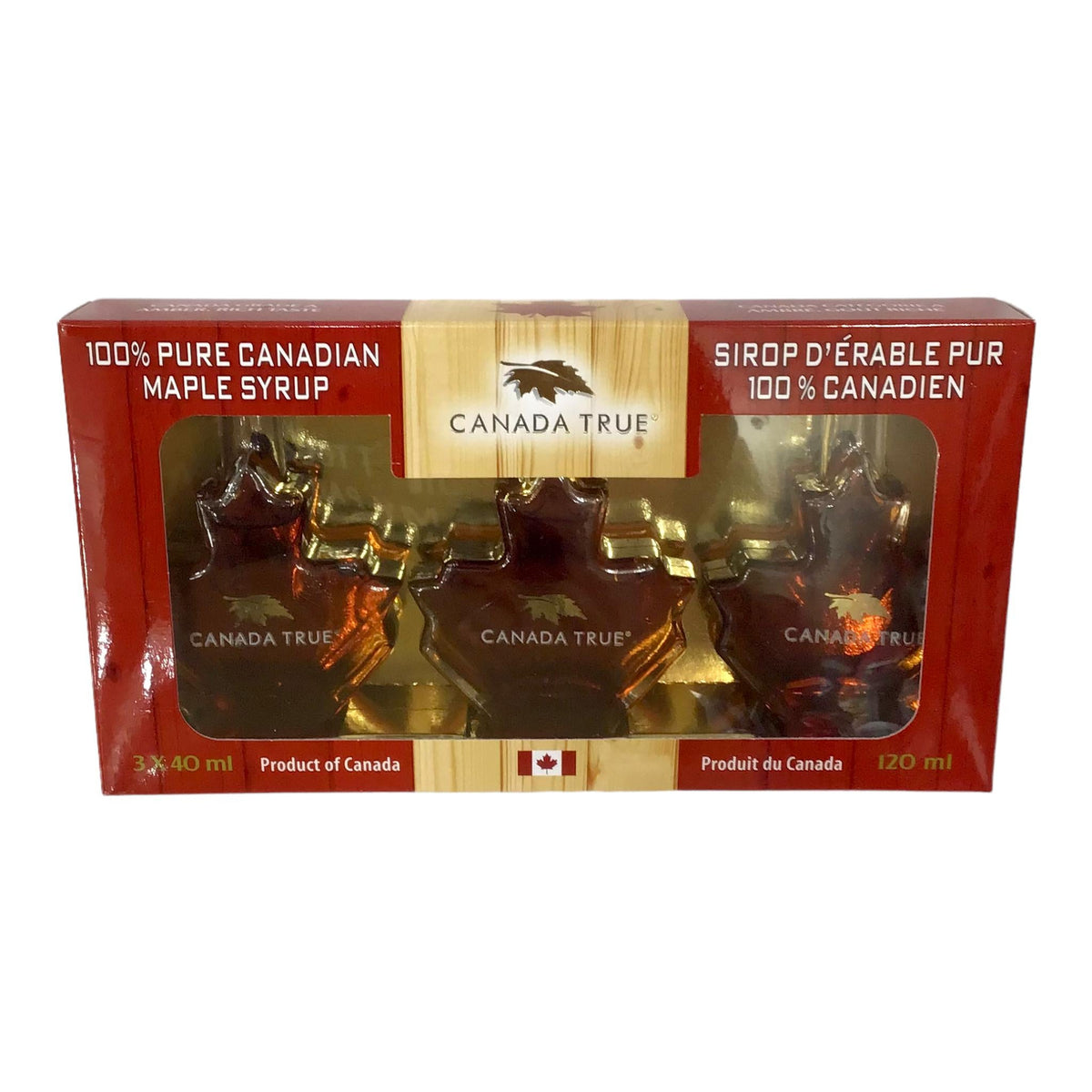 Canada True 100% Pure Canadian Maple Syrup 3x40ML Maple Leaf Shaped Bo