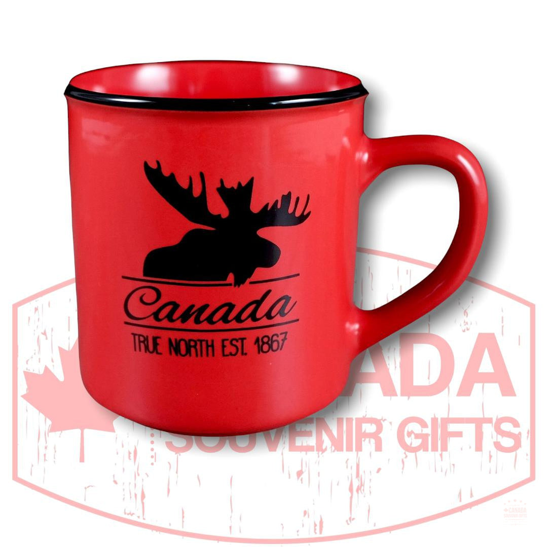 Coffee Cup - Canada Moose Red Tea Cup - The True North EST. 1867 Ceram