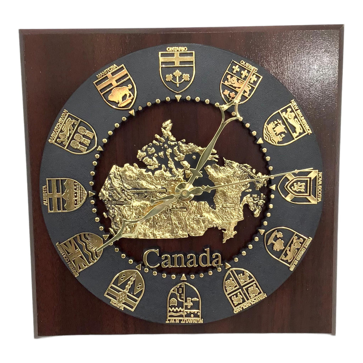 Made in Canada Wall Clock - Canada Map w/ Canadian Provincial Crests o