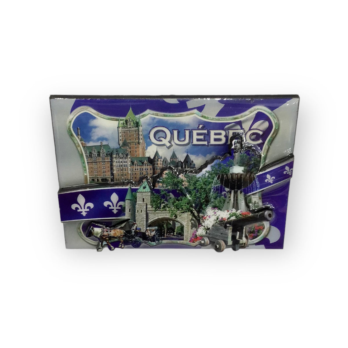 QUEBEC SCENIC EMBOSSED 3D WOOD FRIDGE MAGNET EPOXY FINISHED